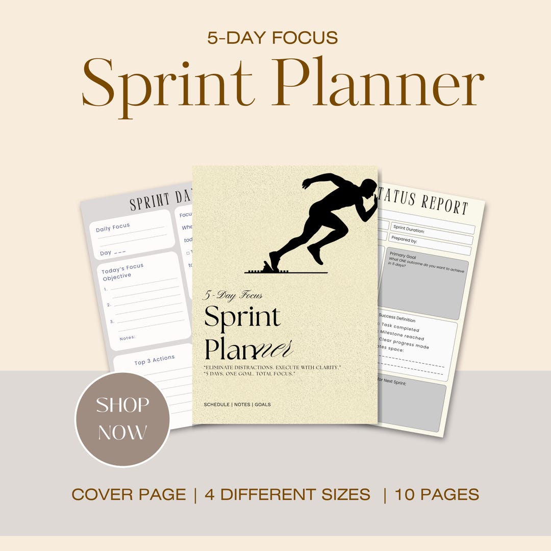 5 Day Focus Planner Printable, Weekly Goal Setting Productivity Tracker ...