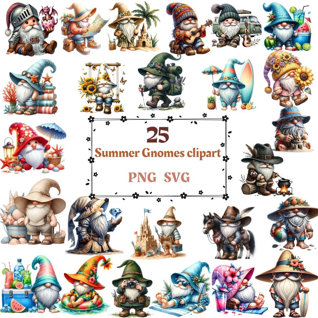 Gnome SVG Clipart Bundle | Holiday & Everyday Designs (digital Download ...