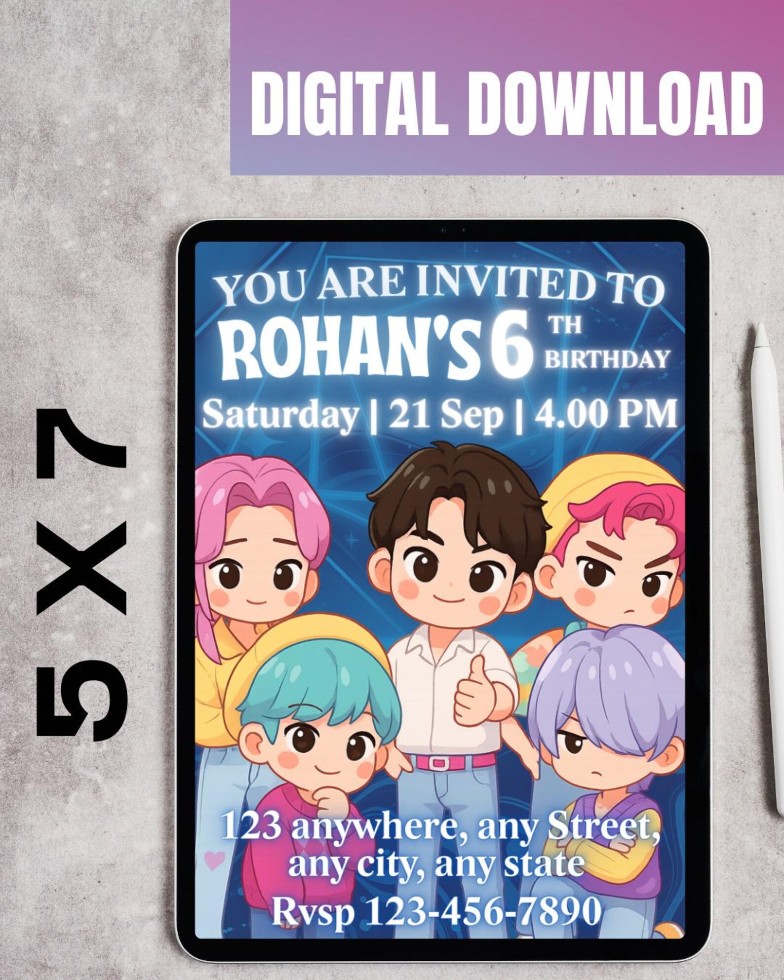 KPOP Birthday Invitation: Bts-themed Party, Editable Template (digital ...