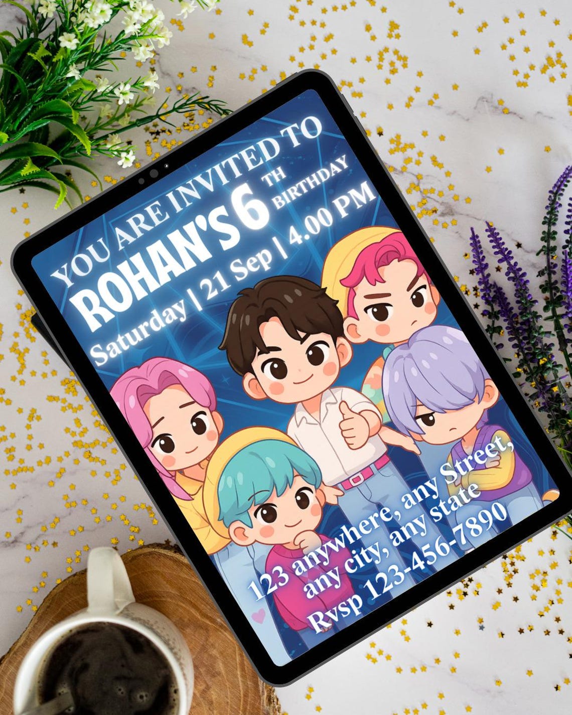 KPOP Birthday Invitation: Bts-themed Party, Editable Template (digital ...