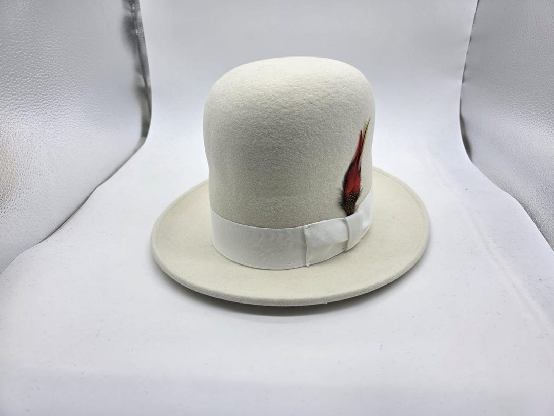 White Oversized Wool Felt Very Tall Bowler Hat One Size Adjustable ...