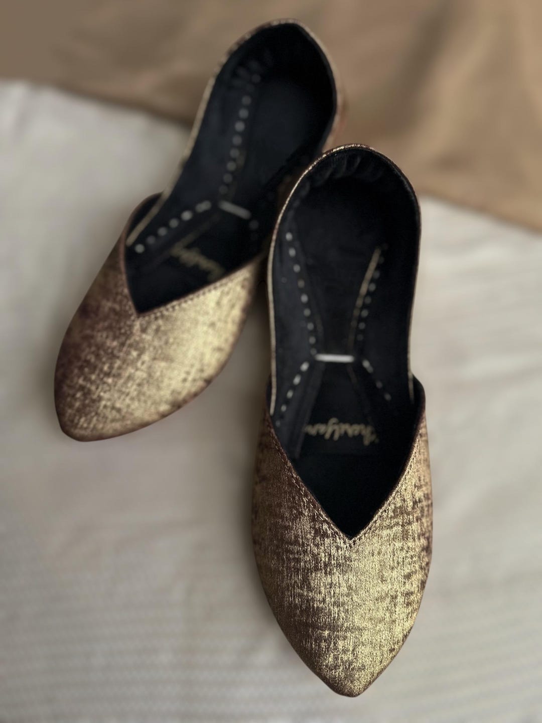 Shimmering Antique Gold Jutti/ Ethnic Bridal Footwear/ Vintage ...