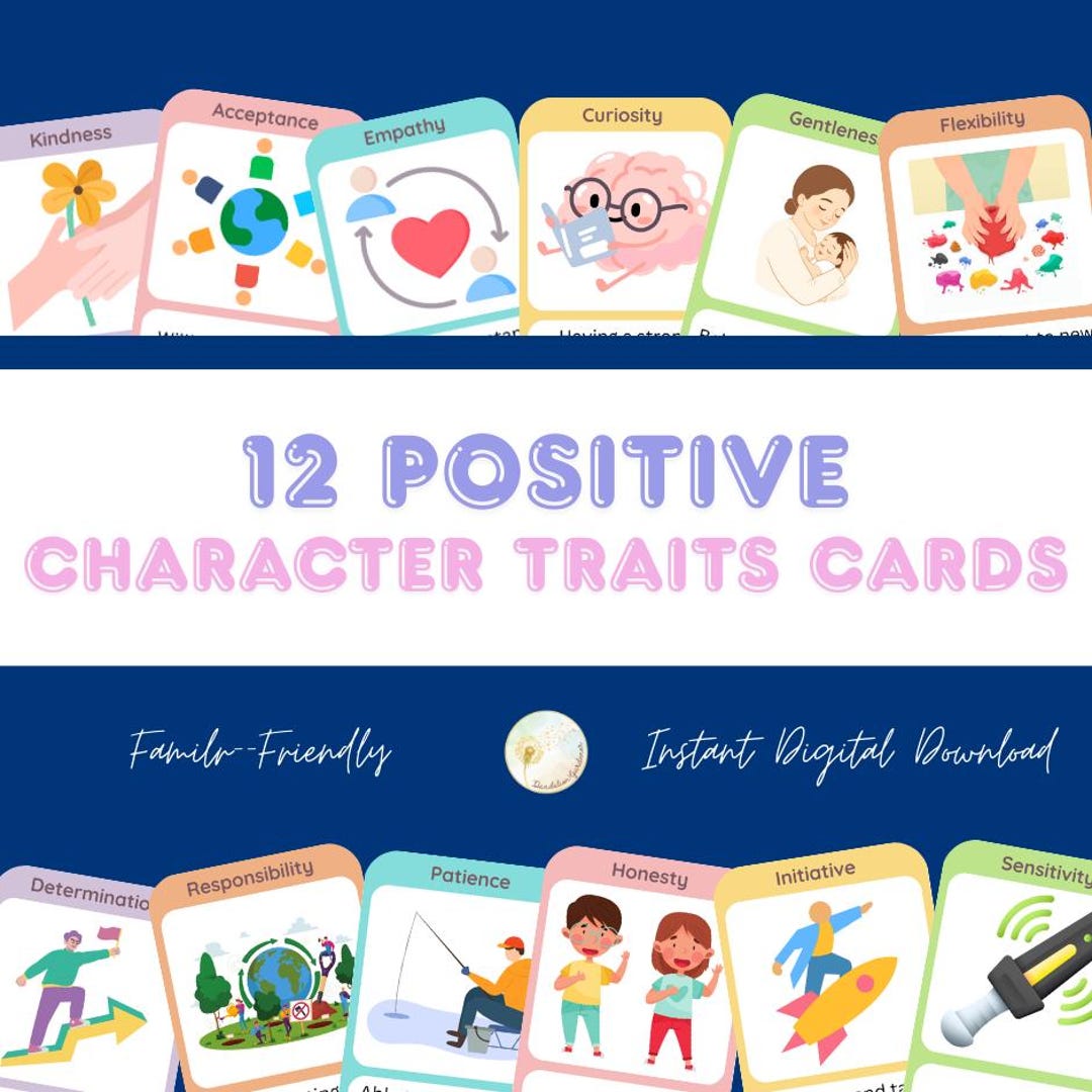 12 Positive Character Traits Cards | Homeschool Resources | Affirmation ...