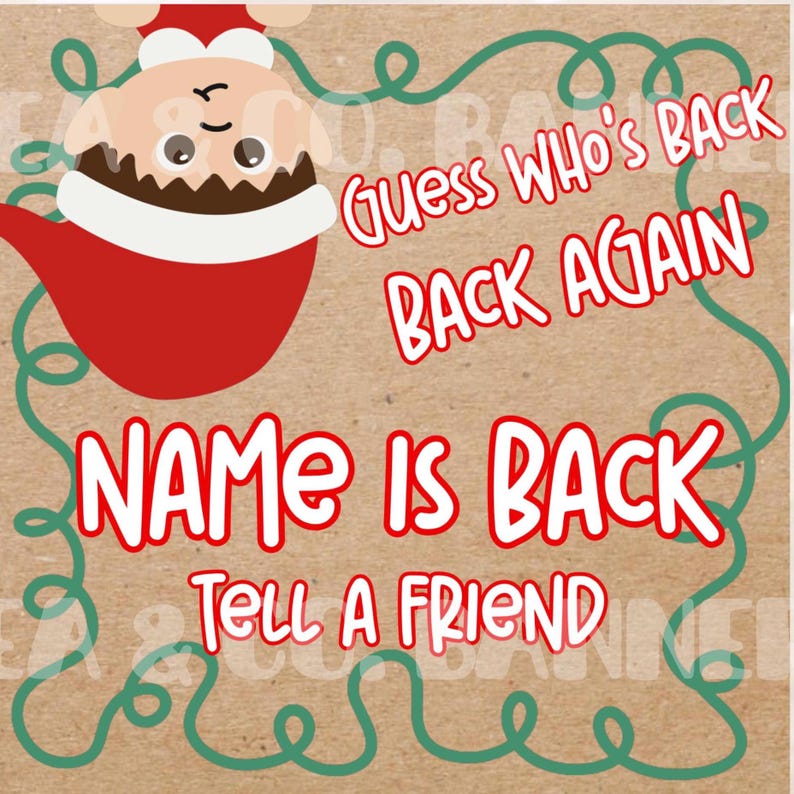 Editable Guess Who’s Back Elf Welcome Banner Template | Personalized ...