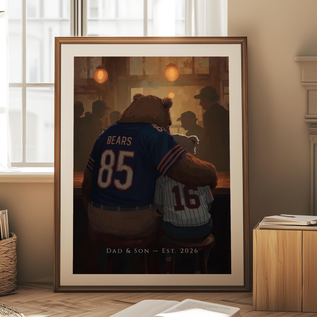 Bears Cubs Wall Art: Father Son Sports Bar Poster, Personalized Dad ...