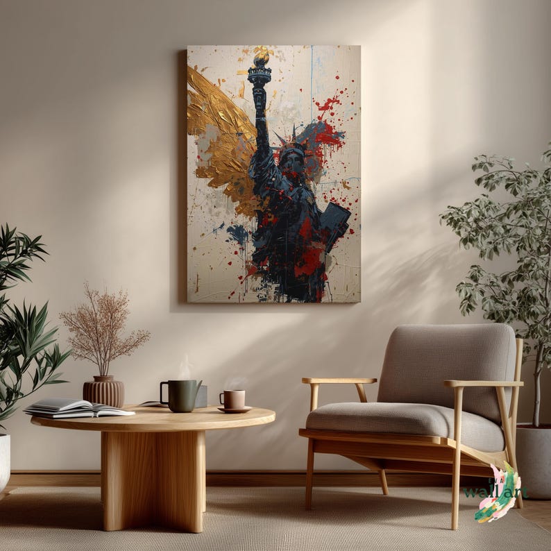 USA 250 Wall Art: Statue of Liberty Angel Canvas, America 1776–2026 ...