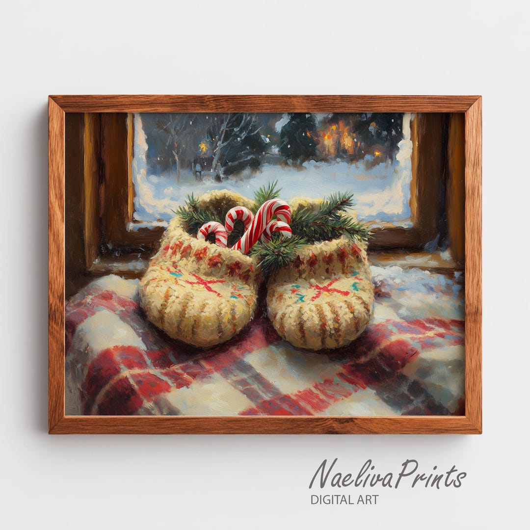 Rustic Holiday Printable Mittens Wall Art - Cozy Festive Painting ...