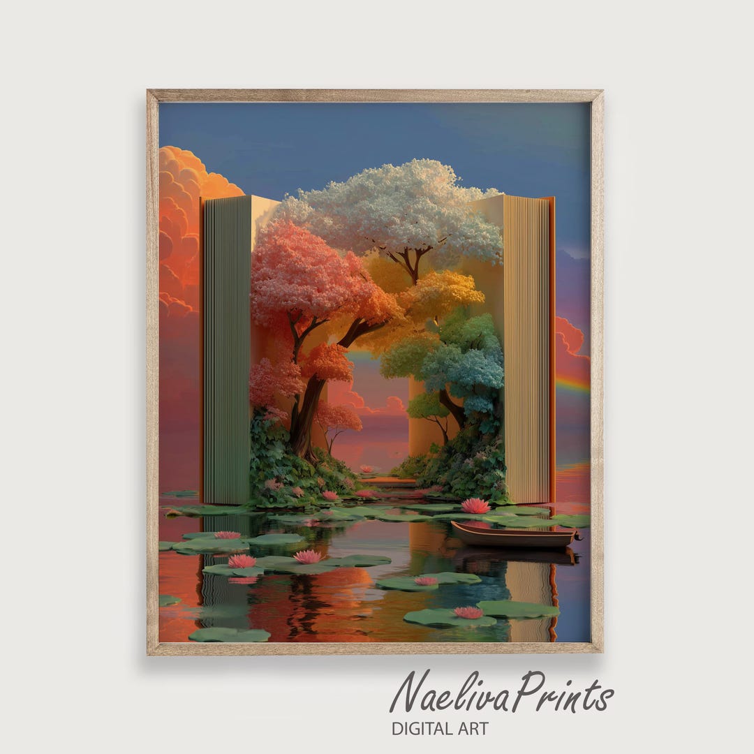 Fantasy Portal Book - Colorful Surreal Landscape Art, Dreamy Digital ...