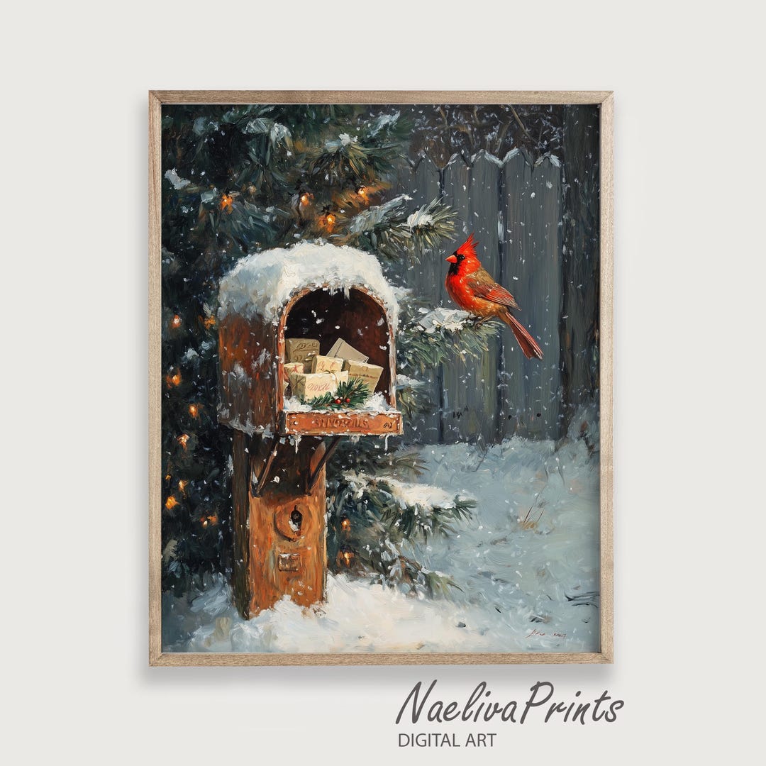 Snowy Mailbox With Holiday Letters - Vintage Rustic Winter Charm ...
