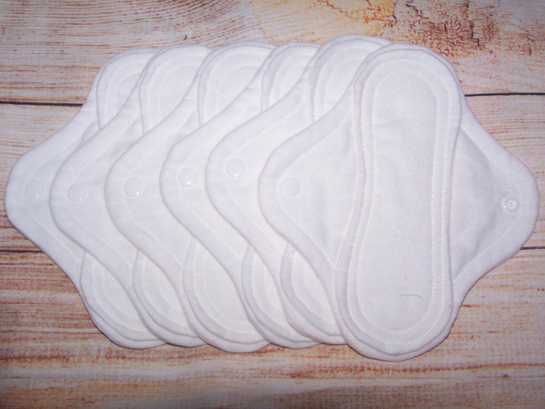 White Flannel Panty Liners With Wings 8 Inches Set of 6 or 12 - Etsy