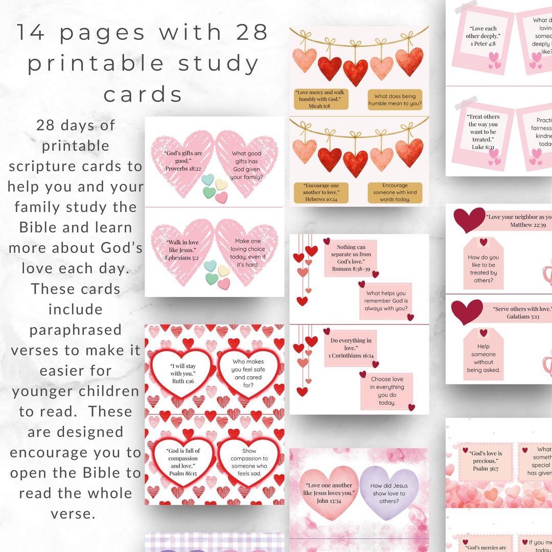 28 Days of Love February Scripture Cards for Kids and Families - Etsy