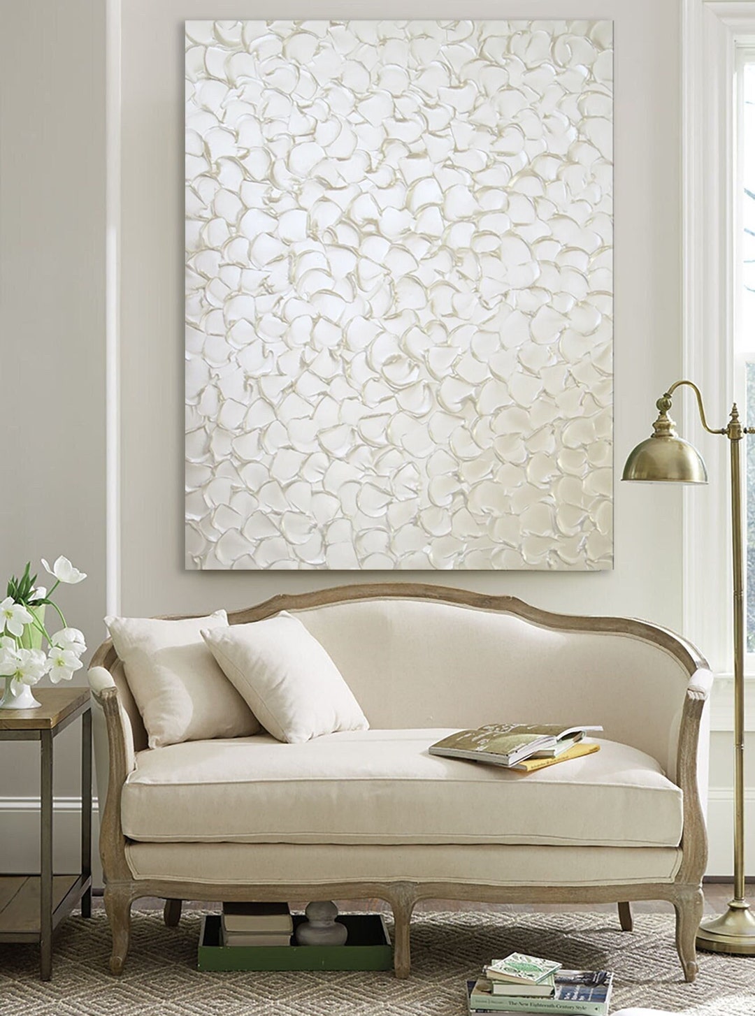 Original Painting Textured White Abstract Painting Neutral Artwork ...