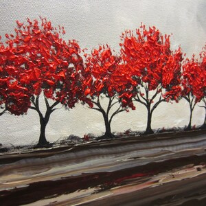 CUSTOM Original Art Abstract Painting Red Trees Textured Modern Palette ...