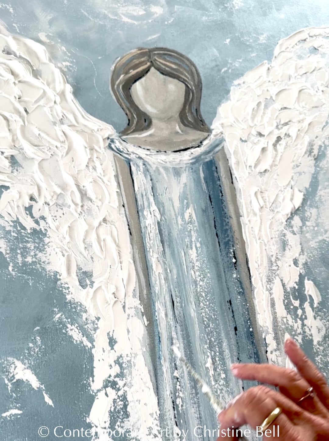 Original Angel Painting: Abstract Acrylic Guardian Angel Art, 24x30 - Etsy