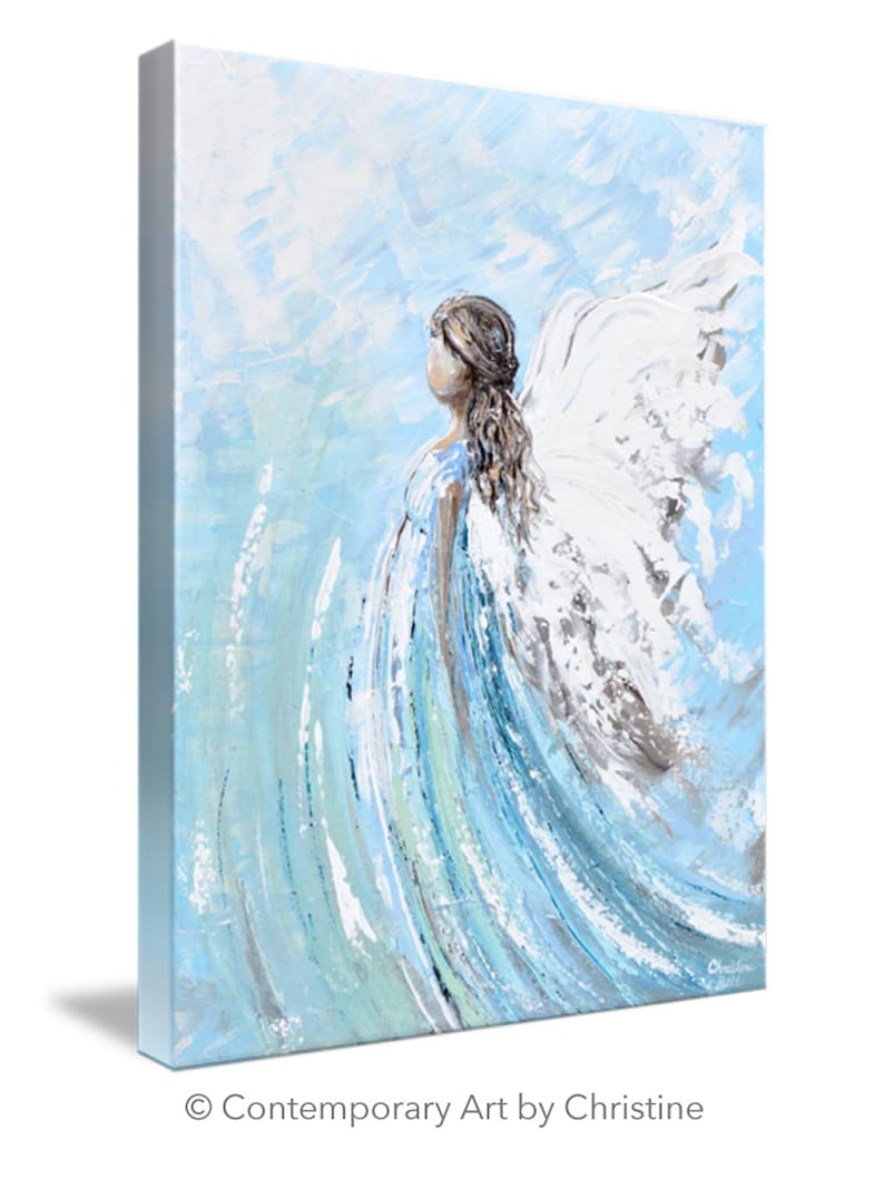 Angel Giclee Print: Abstract Spiritual Art, Blue Home Decor - Etsy