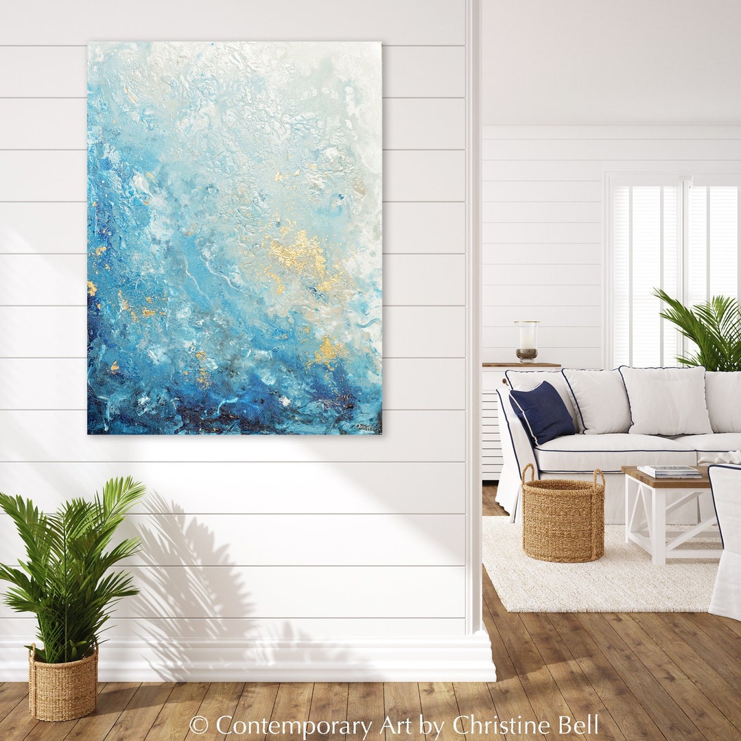 Blue Abstract Seascape Canvas Print: Coastal Wall Art by Christine Bell ...