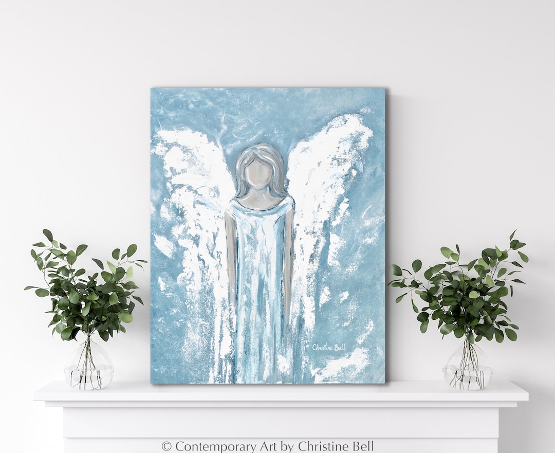 ORIGINAL Art Abstract Angel Painting Acrylic Painting Guardian Angels ...