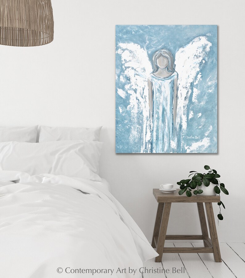 Original Angel Painting: Abstract Acrylic Guardian Angel Art, 24x30 - Etsy