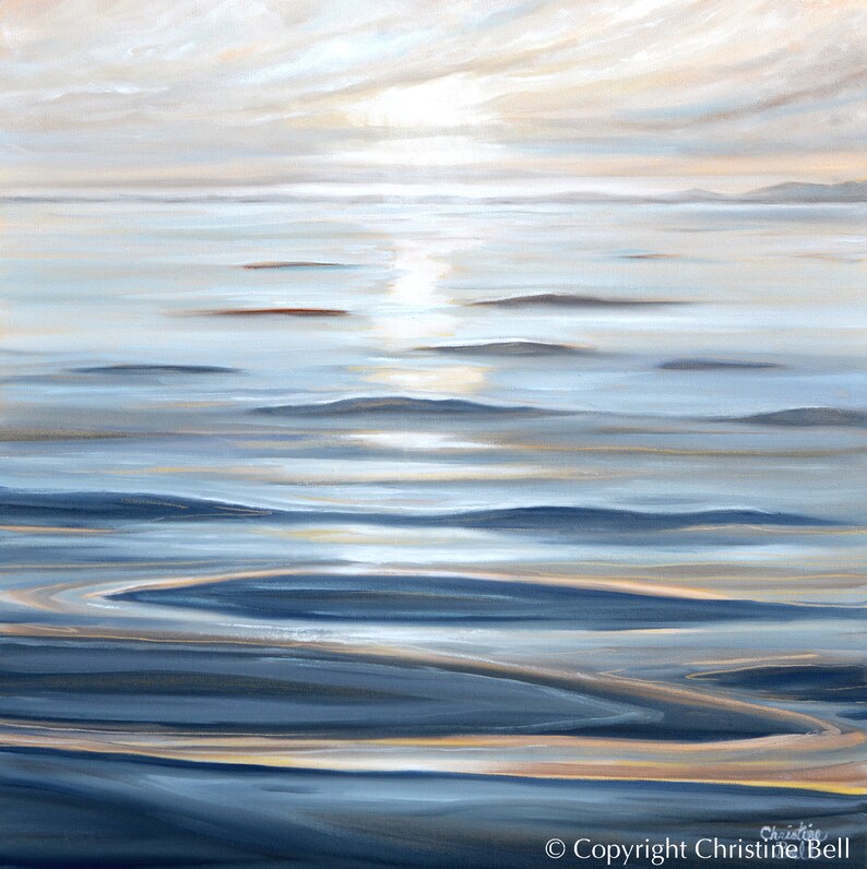 Original Ocean Oil Painting: Calm Coastal Seascape, Modern Wall Art - Etsy