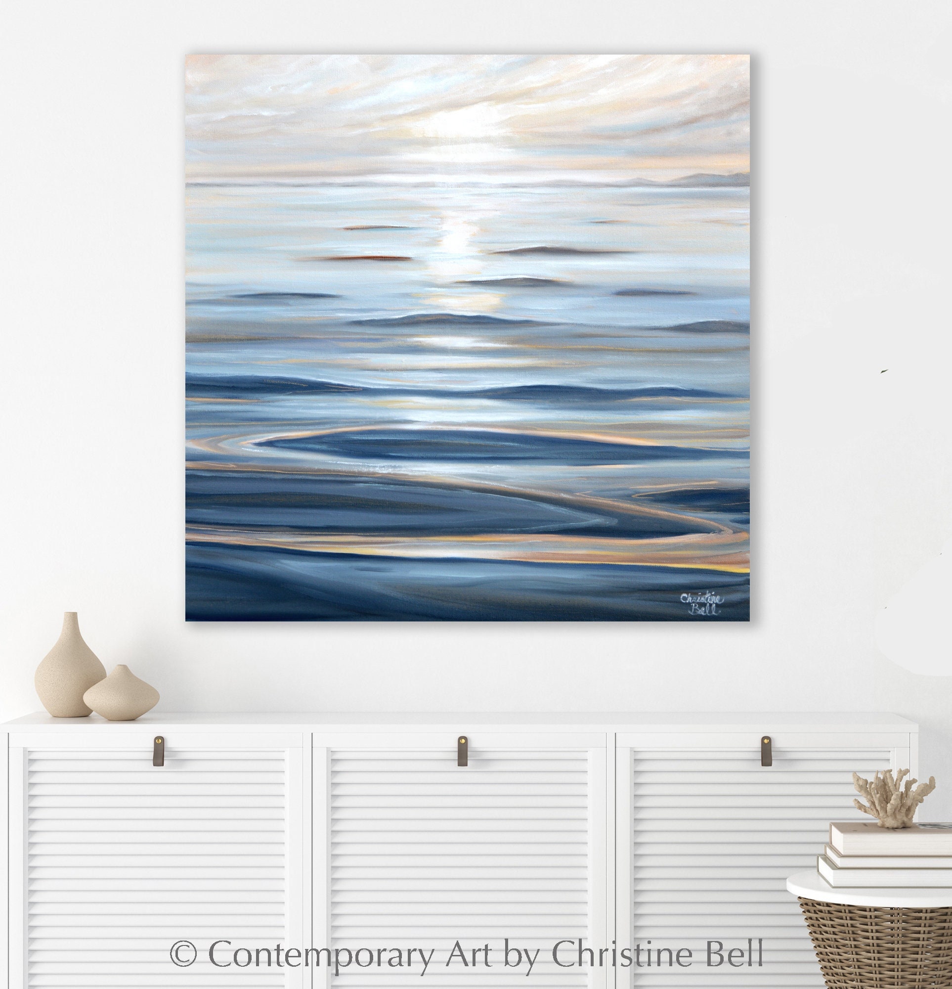Original Ocean Oil Painting: Calm Coastal Seascape, Modern Wall Art - Etsy