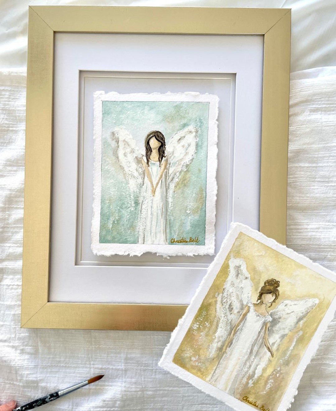 ORIGINAL Angel Oil Painting CUSTOM Guardian Angel Art Vint Fine Art ...