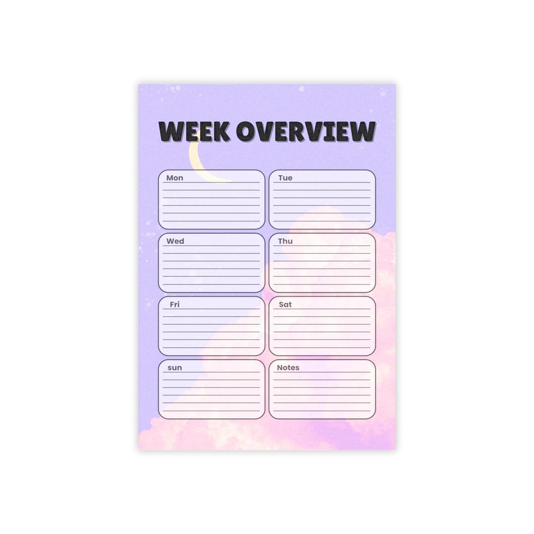 Week Overview Planner Notepad, Daily Task Scheduler, 50-sheet Pad - Etsy