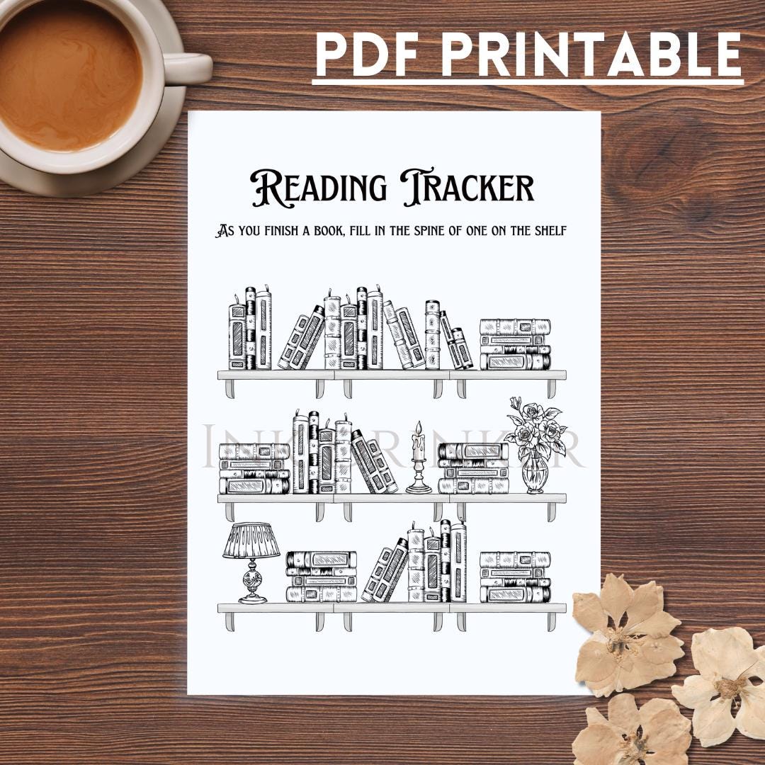 Reading Tracker Coloring Sheet | Printable A4 A5 Elegant Minimal ...