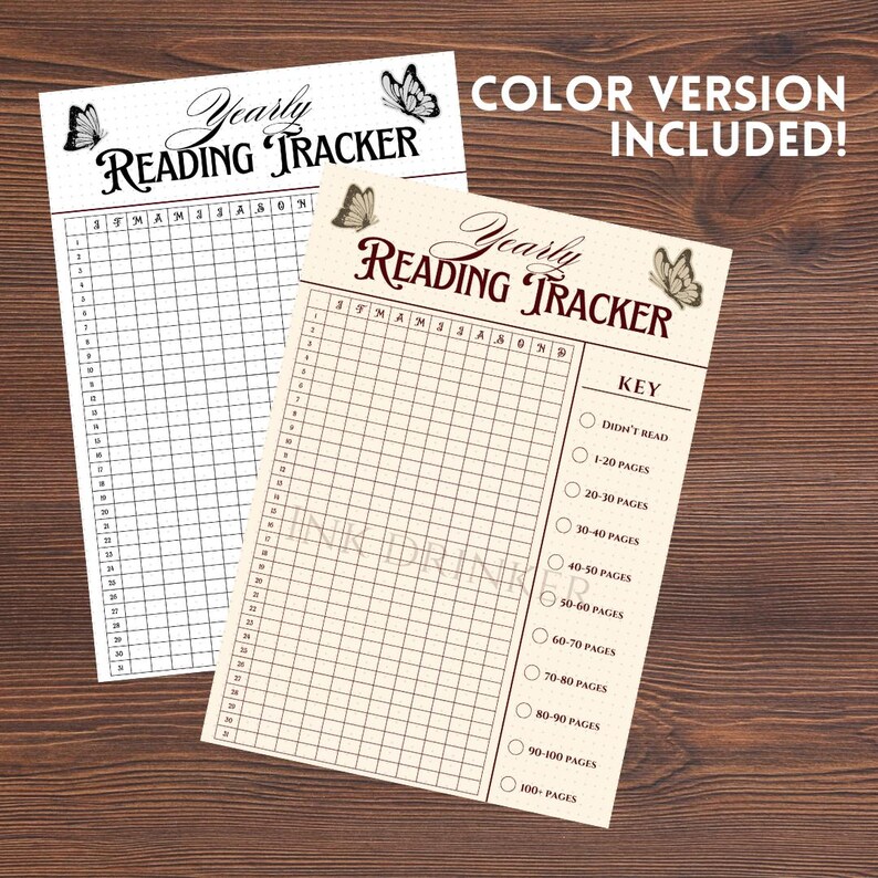 Vintage Yearly Reading Tracker | Printable A4 A5 Elegant Minimal ...