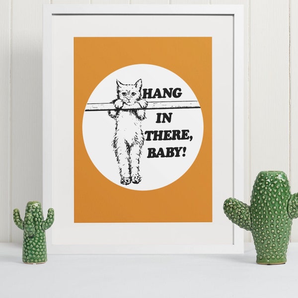 Cat Hang in There Poster - Etsy