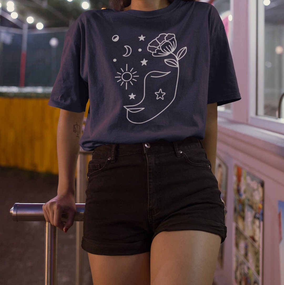 Minimal Fine Line Face Tee/aesthetic Line Art Tee/minimal Tee/line Art ...