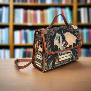 Dragon Bookcore Canvas Bag With Shoulder Strap, Dragon Bag/dragon Purse ...