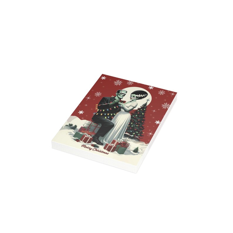 Frankenstein and Bride Christmas Card, Frankenstein's Monster Holiday ...