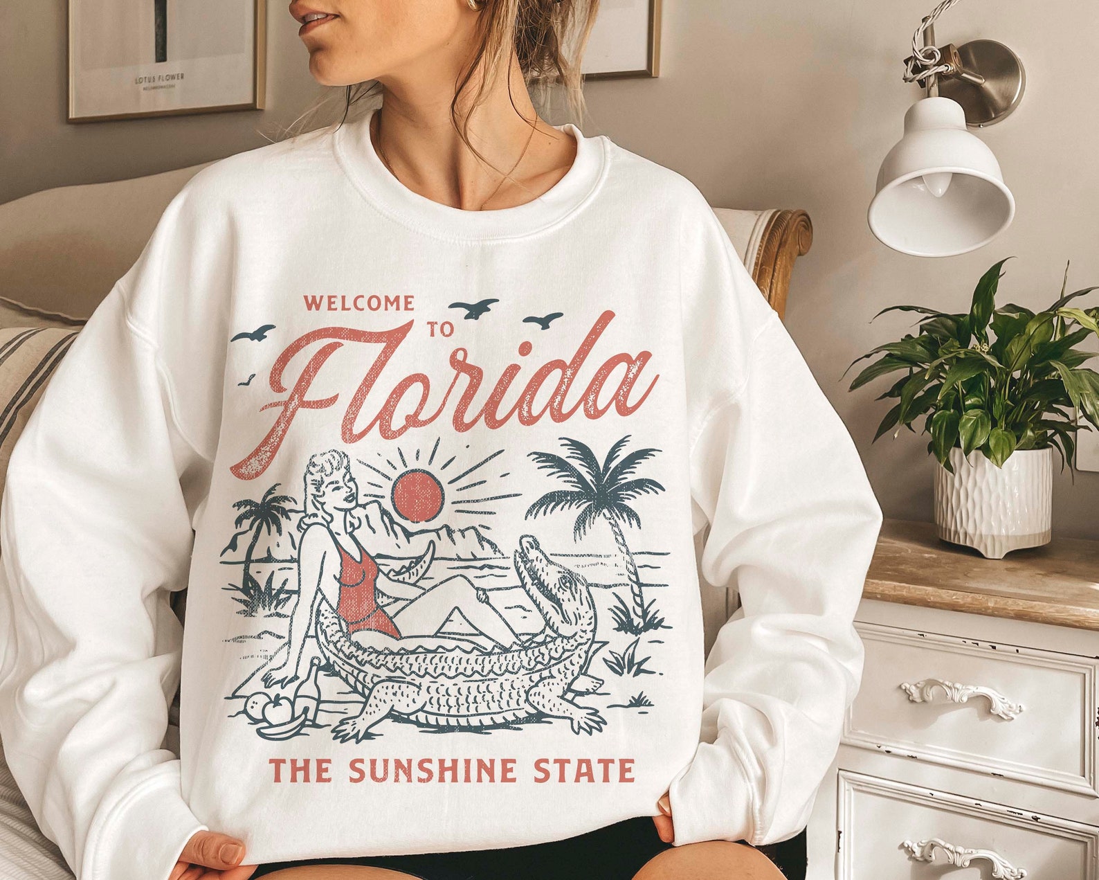 Retro Florida Sweatshirt Florida Alligator Sweatshirt - Etsy