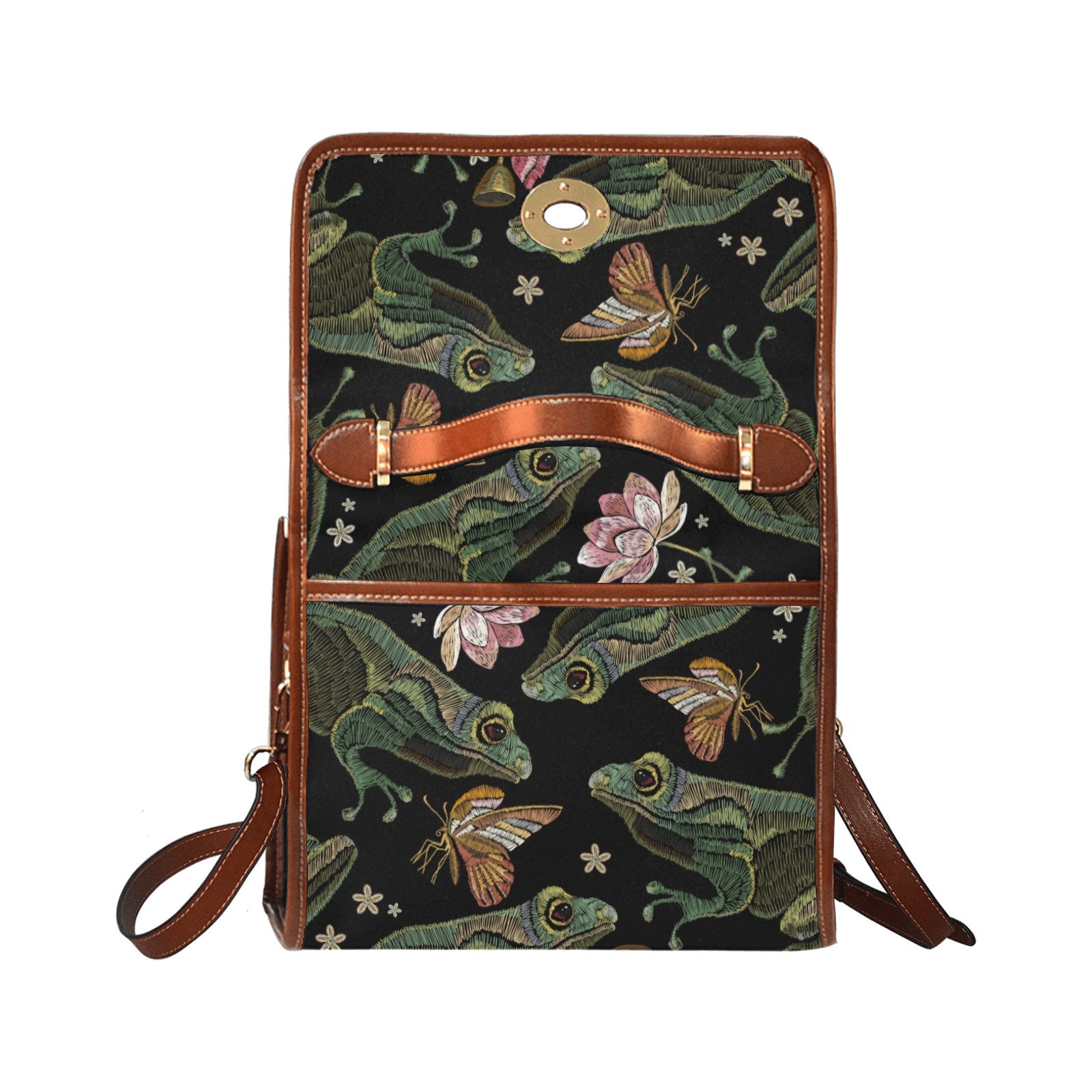 Frog Print Canvas Bag With Shoulder Strap/dark Academia | Etsy