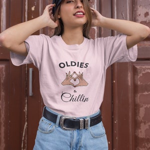Oldies and Chillin Short Sleeve Unisex Tee Pink Lowrider Oldies T Shirt ...