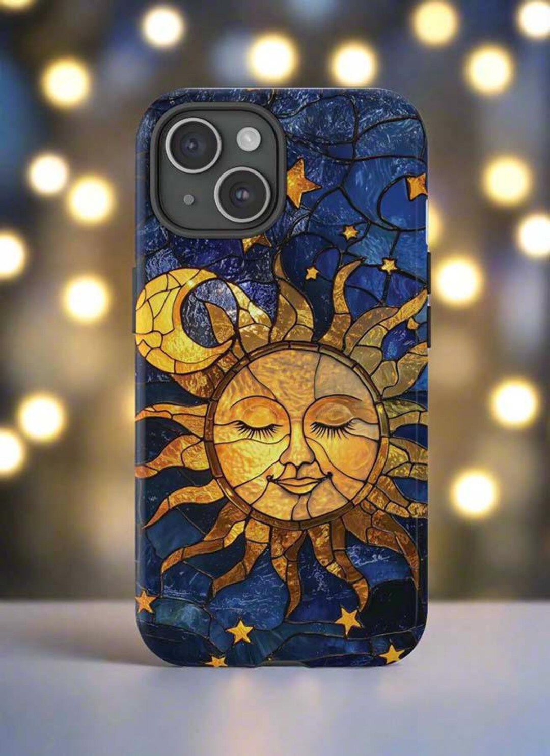 Celestial Sun Moon Stained Glass Look Phone Case, Whimsigoth Phone Case ...