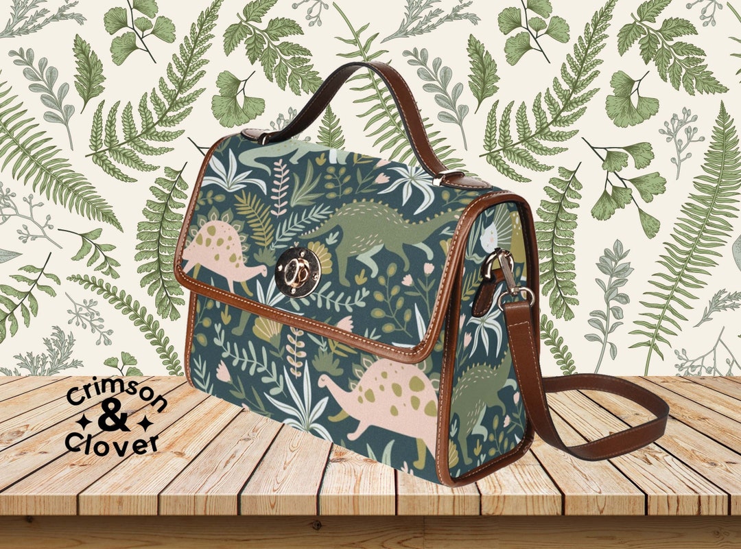 Dinosaur Print Canvas Bag With Shoulder Strap/kidcore Bag/dino Purse ...