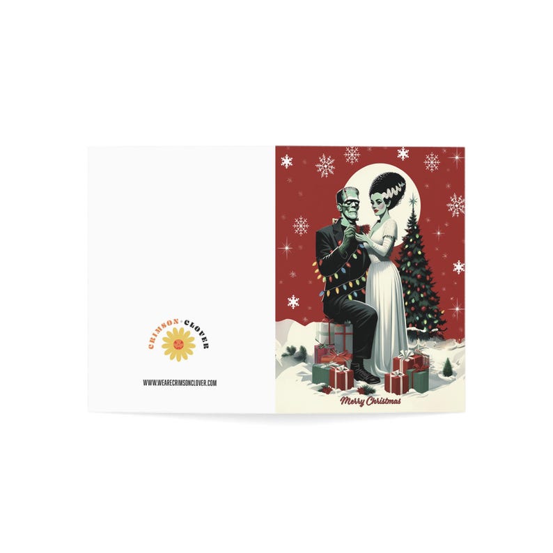Frankenstein and Bride Christmas Card, Frankenstein's Monster Holiday ...