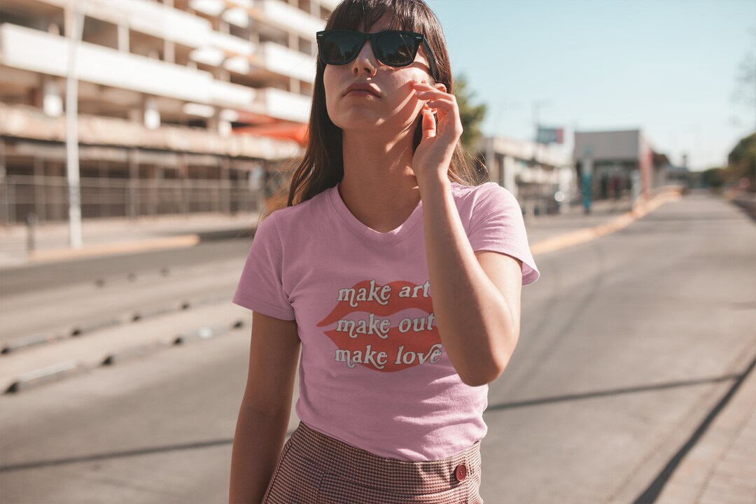 Make Art Make Out Make Love Shirt/lips Tee/lipstick Tee/makeup Artist ...