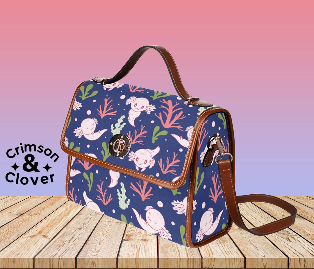 Axolotl Canvas Bag With Shoulder Strap/amphibian Purse/seacore Bag ...