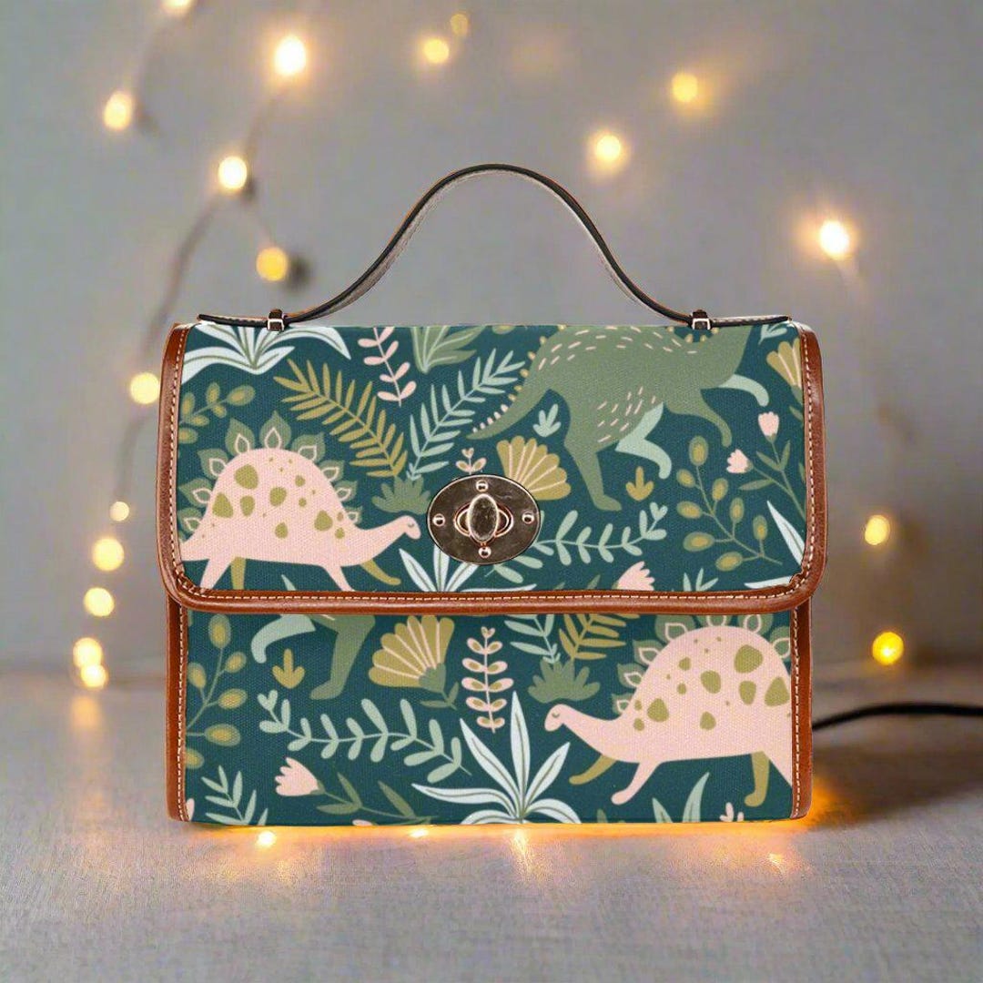 Dinosaur Print Canvas Bag With Shoulder Strap/kidcore Bag/dino Purse ...