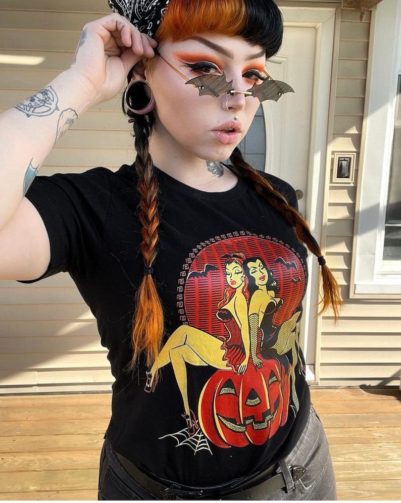 Pumpkin Pin up Halloween Tee/retro Halloween Shirt/50s - Etsy