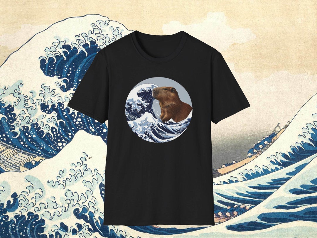 Capybara Shirt, Capy Wave Shirt, Capybara Great Wave of Kanagawa Tshirt ...