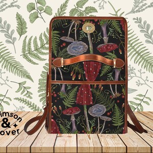 Mushroom Print Canvas Bag With Shoulder Strap/dark Academia Bag ...