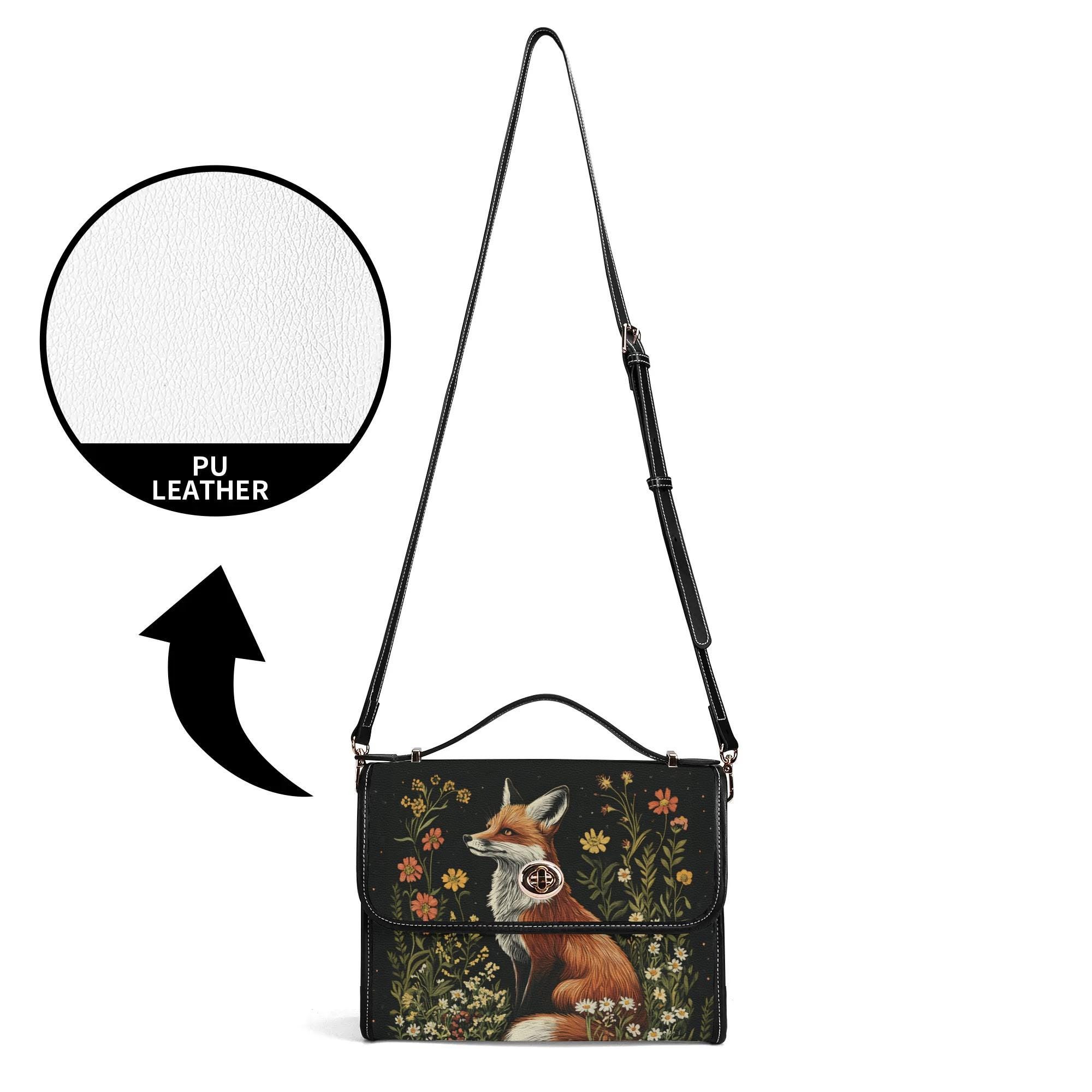 Red Fox Vegan Leather Satchel Bag, Fox Purse, Fox Bag, Gift for Fox ...
