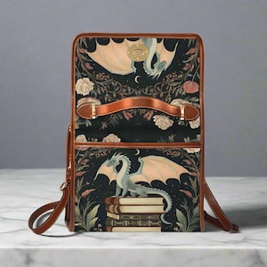 Dragon Bookcore Canvas Bag With Shoulder Strap, Dragon Bag/dragon Purse ...
