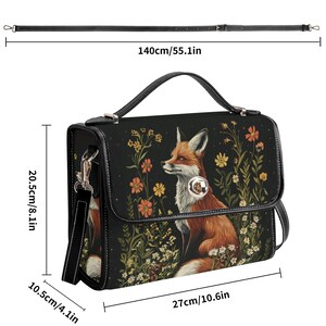 Red Fox Vegan Leather Satchel Bag, Fox Purse, Fox Bag, Gift for Fox ...