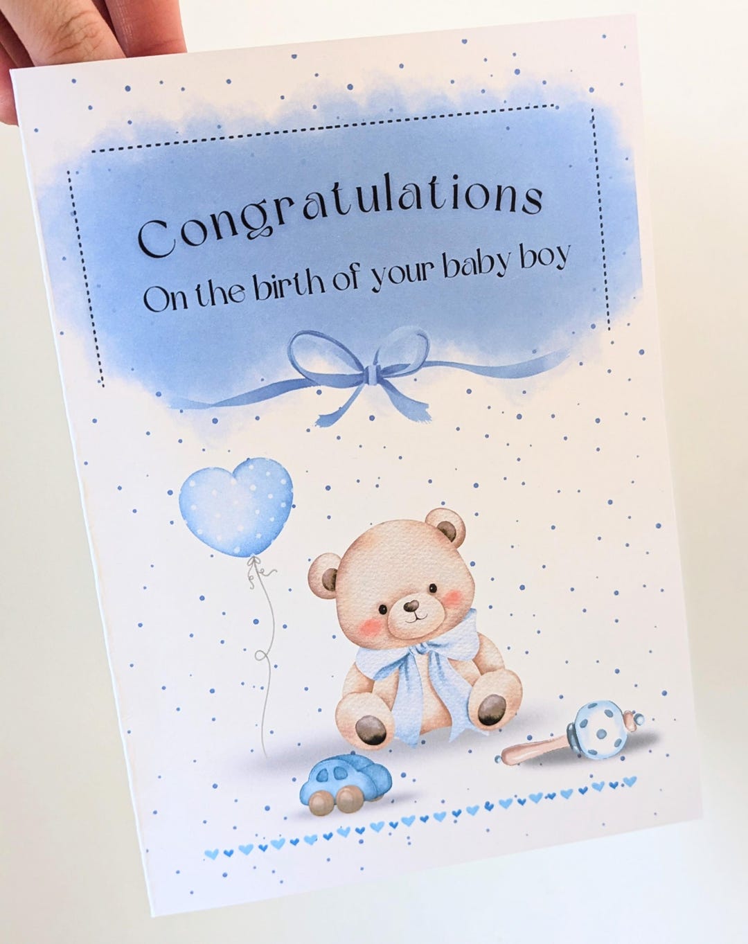 Congratulations Baby Boy Card – Blue Theme, Newborn Gift Card - Etsy