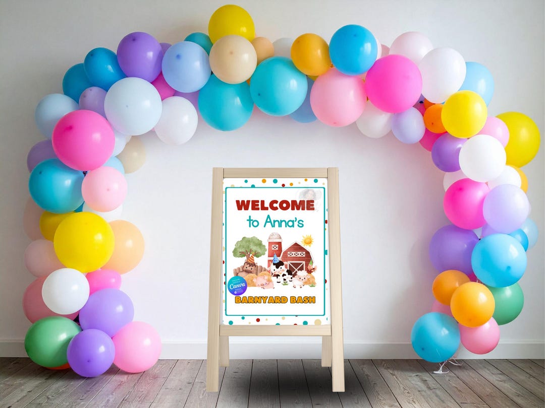 Welcome Party Poster, Barnyard Birthday Bash, Farm Animals Theme, Boy ...
