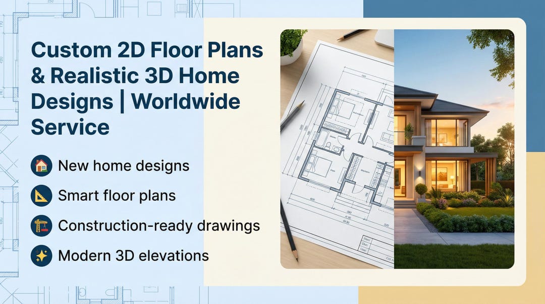 Custom House Plan With 3D Exterior | Modern Residential Floor Plan ...